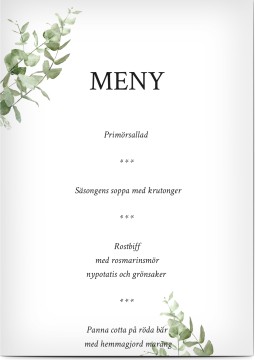 Menykort Till Bröllopsmiddag | Tryck Bröllopsmeny på Optimalprint.se