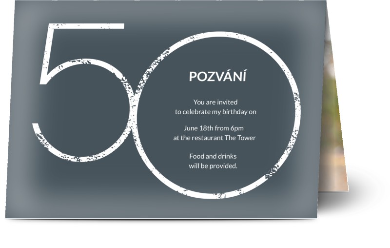 50. narozeniny Pozvánky - Vlastní pozvánky na oslavu 50. narozenin | Optimalprint