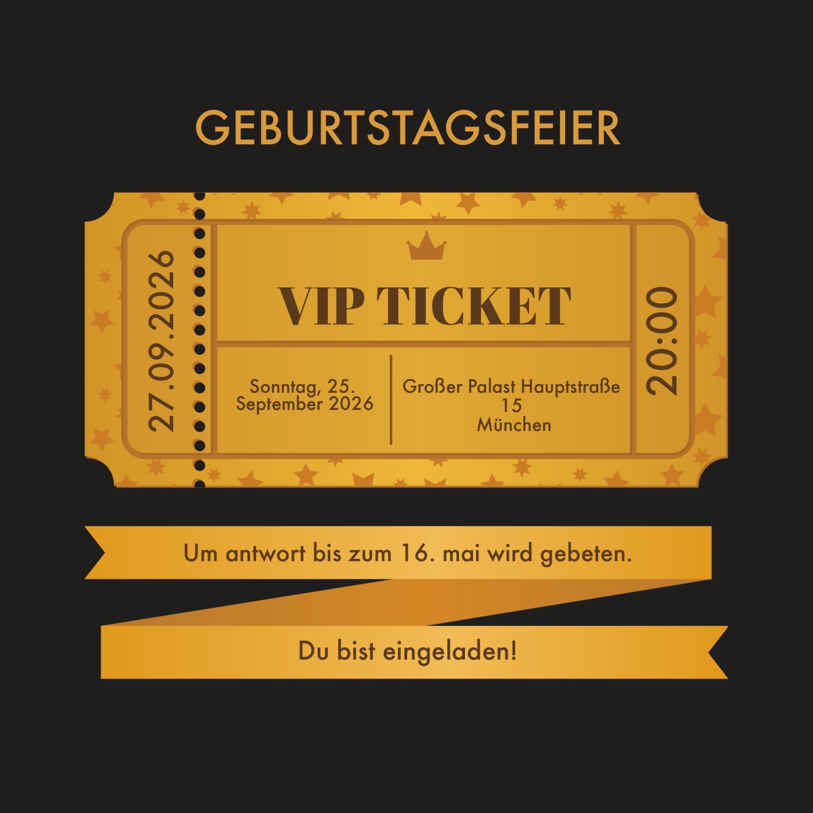 Einladung Geburtstag VIP-Eintrittskarte - Einladungskarten zum 60 ...