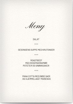 Trykk meny | Menyer| Bryllup | Fest | Party