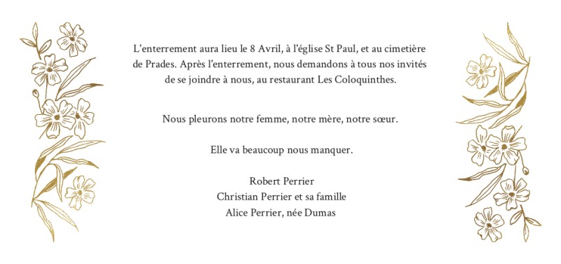 Cartes d'invitation pour enterrement | Optimalprint