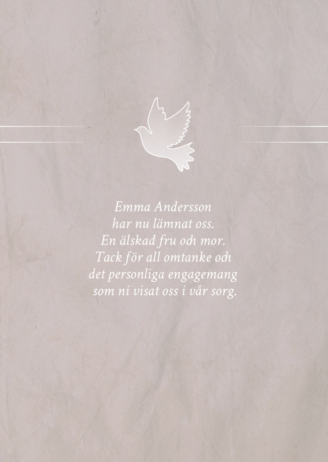 Tackkort efter begravning | Optimalprint