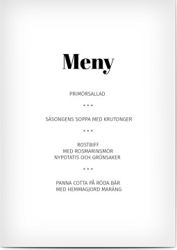 Menykort Till Bröllopsmiddag | Tryck Bröllopsmeny på Optimalprint.se
