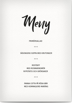 Menykort Till Bröllopsmiddag | Tryck Bröllopsmeny på Optimalprint.se